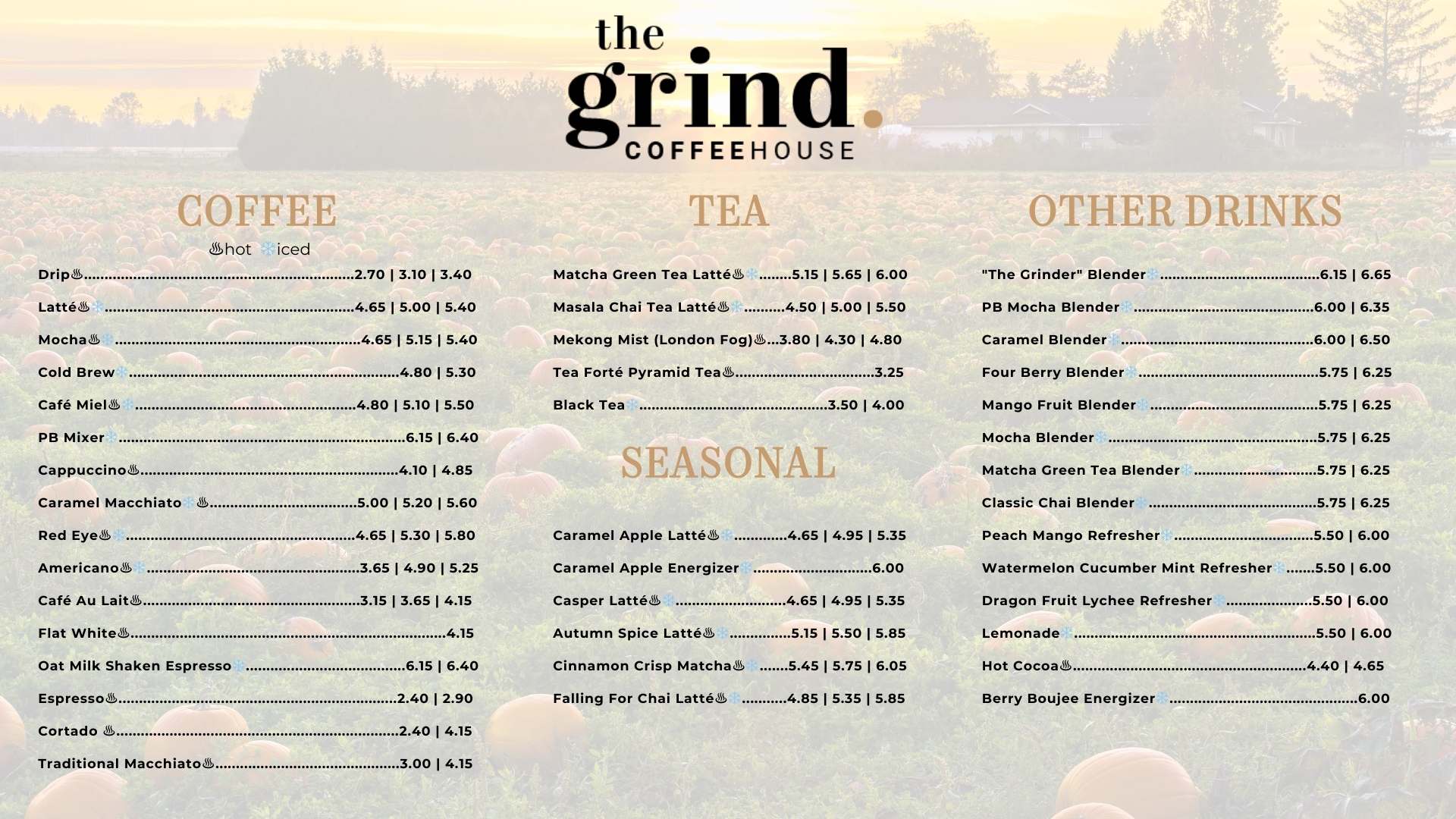 Menu – The Grind Coffeehouse
