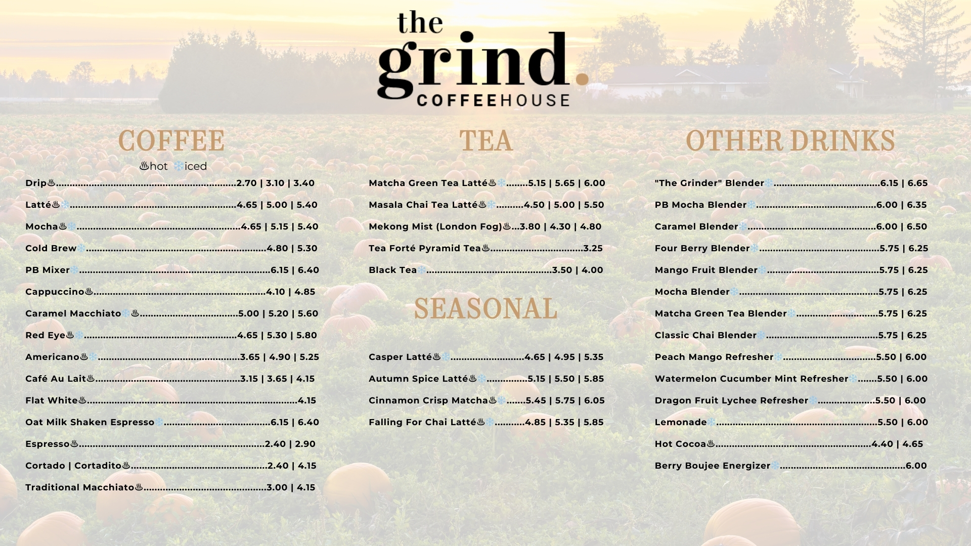 Menu – The Grind Coffeehouse