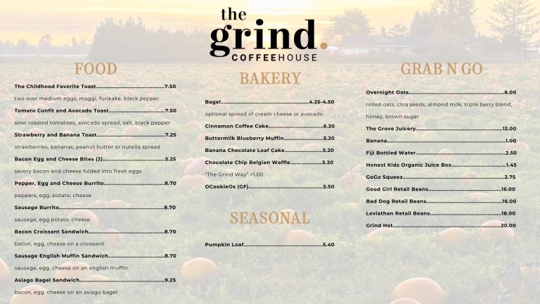 Menu – The Grind Coffeehouse
