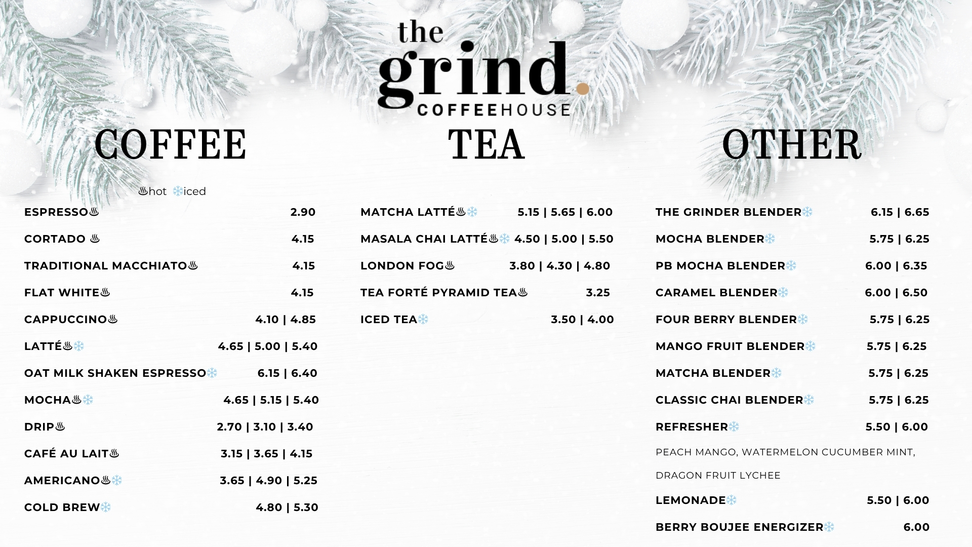 Menu – The Grind Coffeehouse
