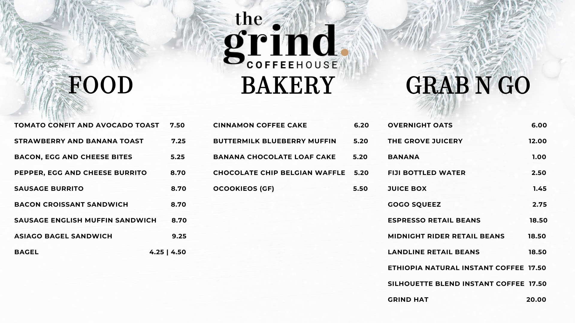 Menu – The Grind Coffeehouse