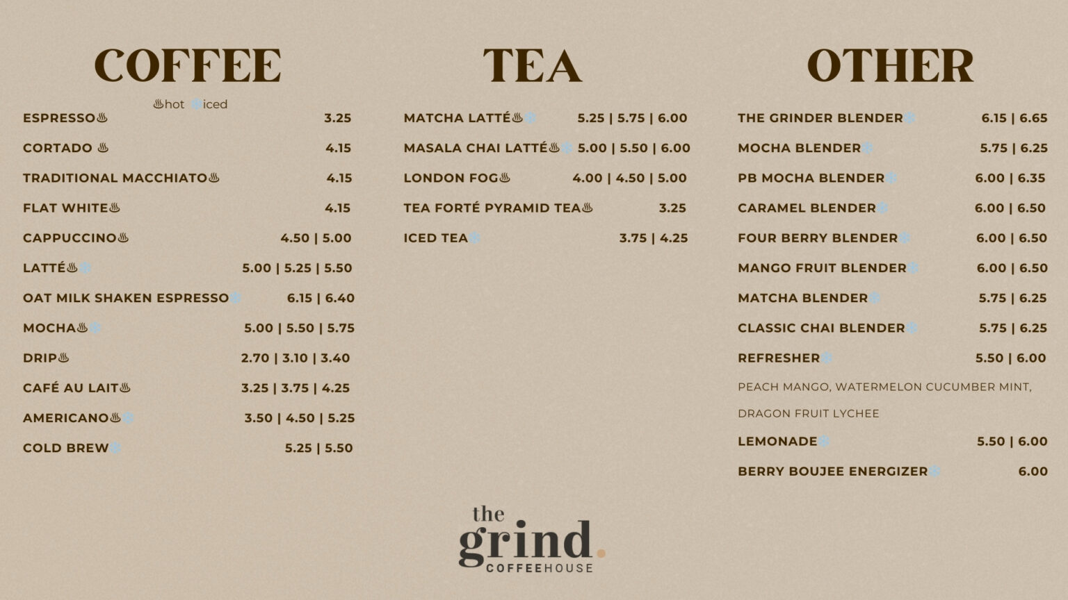 Menu – The Grind Coffeehouse