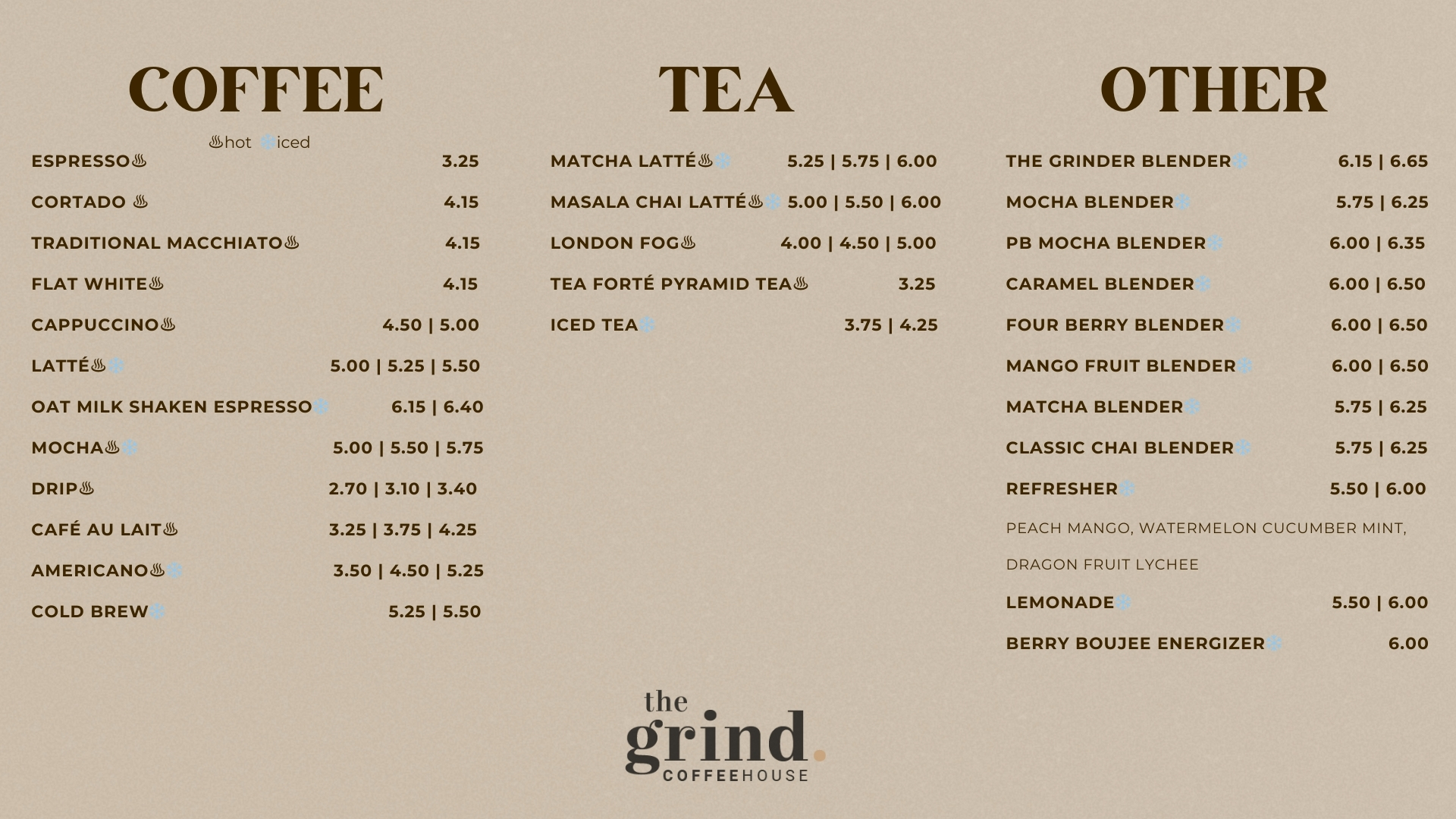Menu – The Grind Coffeehouse