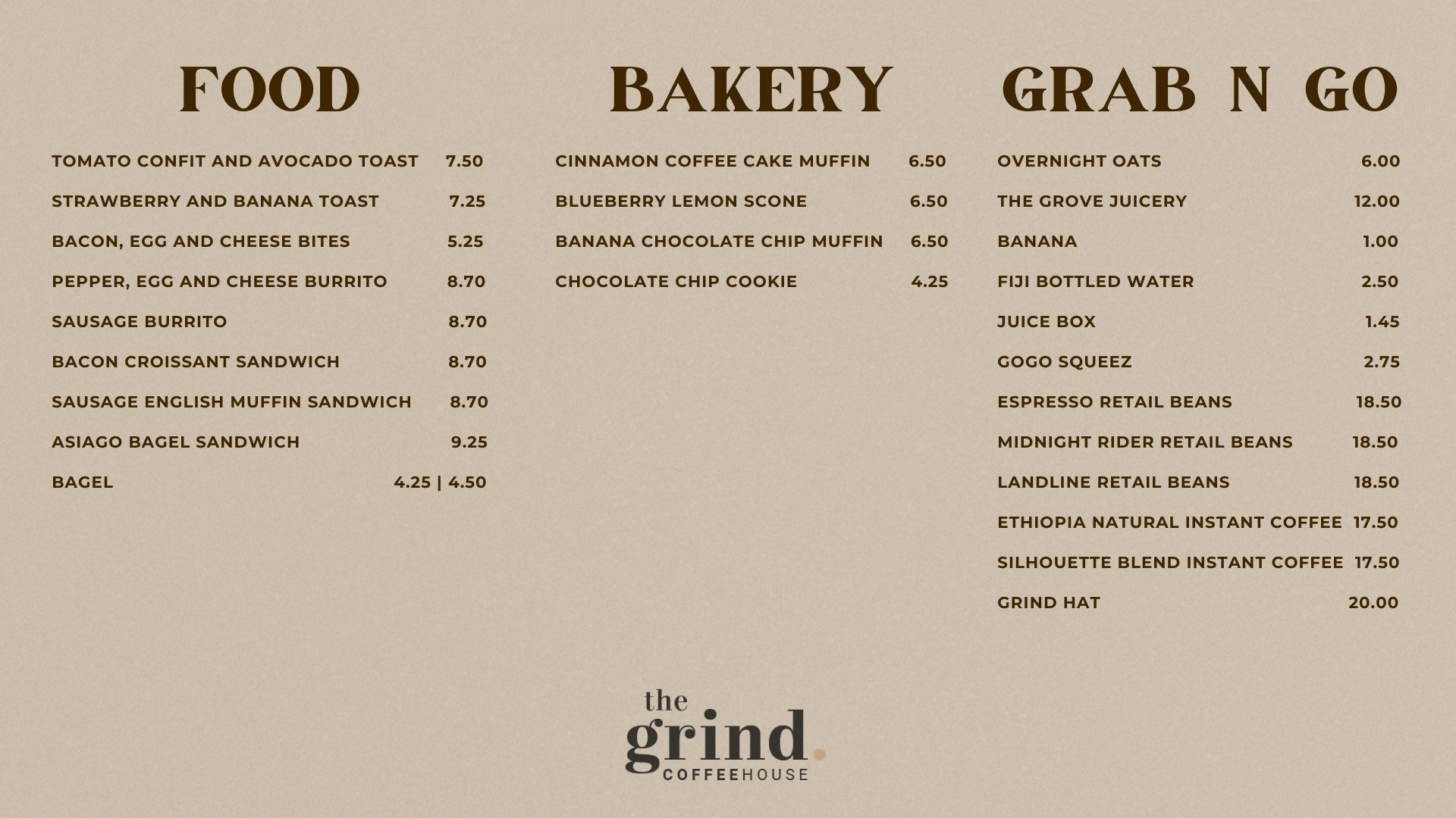 Menu – The Grind Coffeehouse