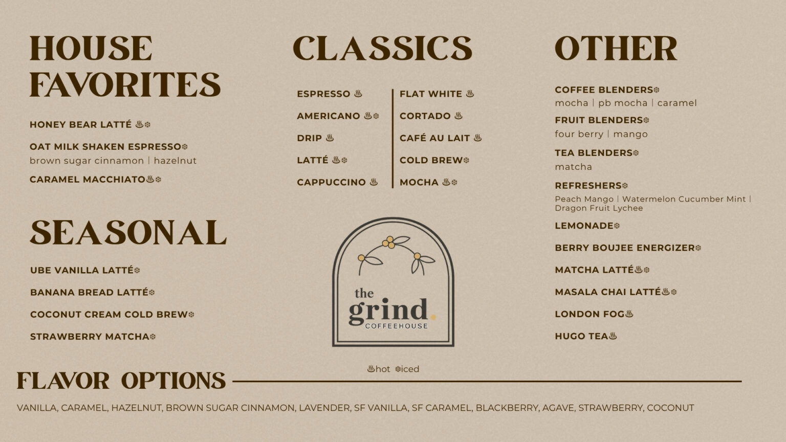 Menu – The Grind Coffeehouse